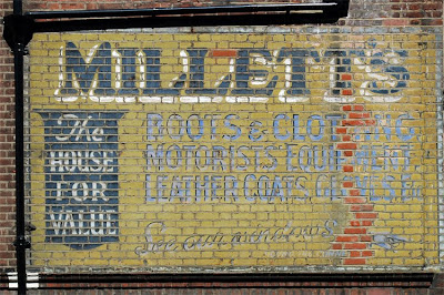 Painted signs and mosaics: Millett's, Croydon