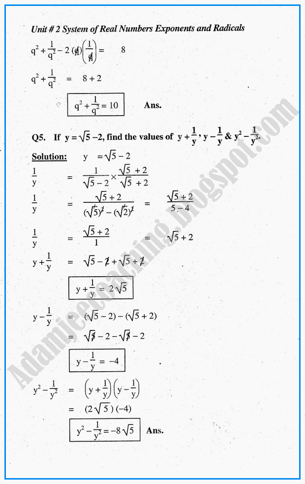 Adamjee Coaching: Exercise 2.8 - System of Real Numbers, Exponents and ...
