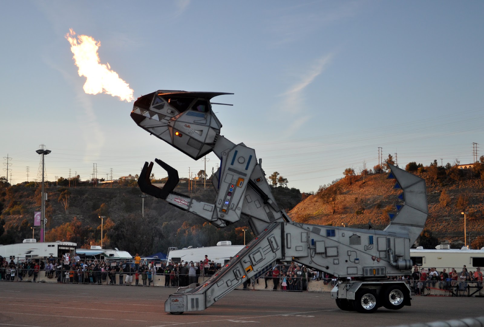 Just A Car Guy: Robosaurus gives a good show of chewing on and tearing ...