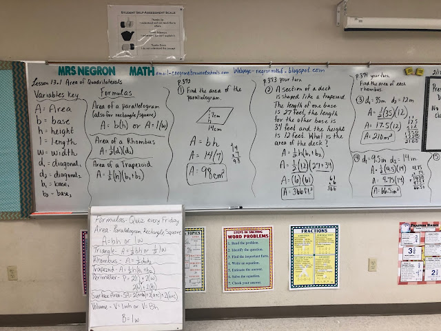 Mrs. Negron 6th Grade Math Class: Lesson 13.1 Area of Quadrilaterals