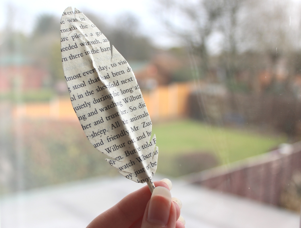 floral and feather: Feather book page bookmark – a how to