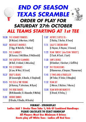 STRATHMORE GOLF CLUB GENTS: END OF SEASON TEXAS SCRAMBLE