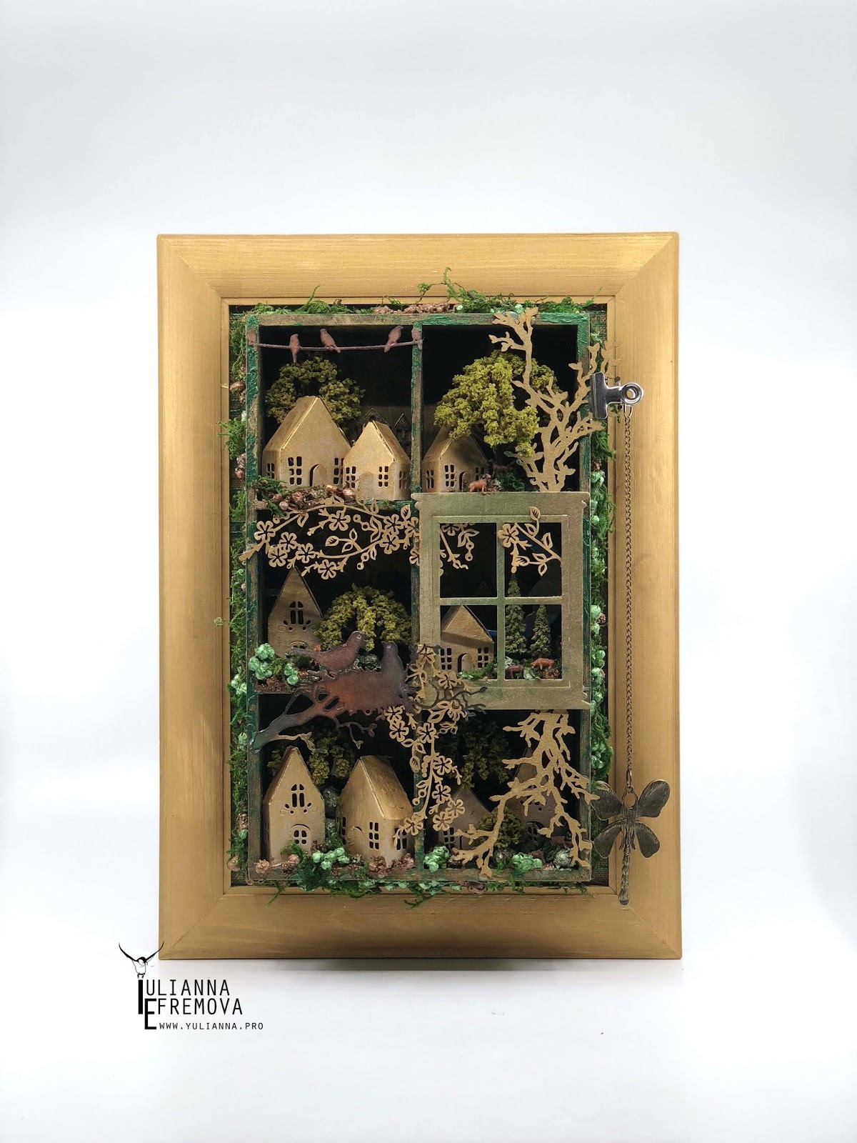 Handmade by Yulianna: Shadowbox "Midnight Village" for Scrap Party VI