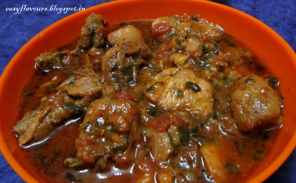 EASY FLAVOURS: Methi Chicken / Chicken cooked with Fenugreek leaves ...