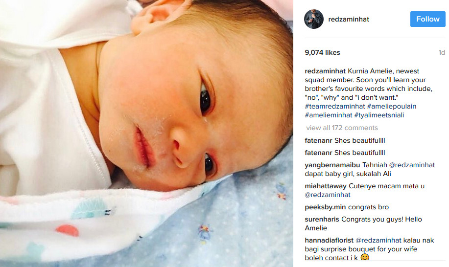 Redza Minhat timang anak ke-2 (gambar baby) - RotiKaya Malaysia