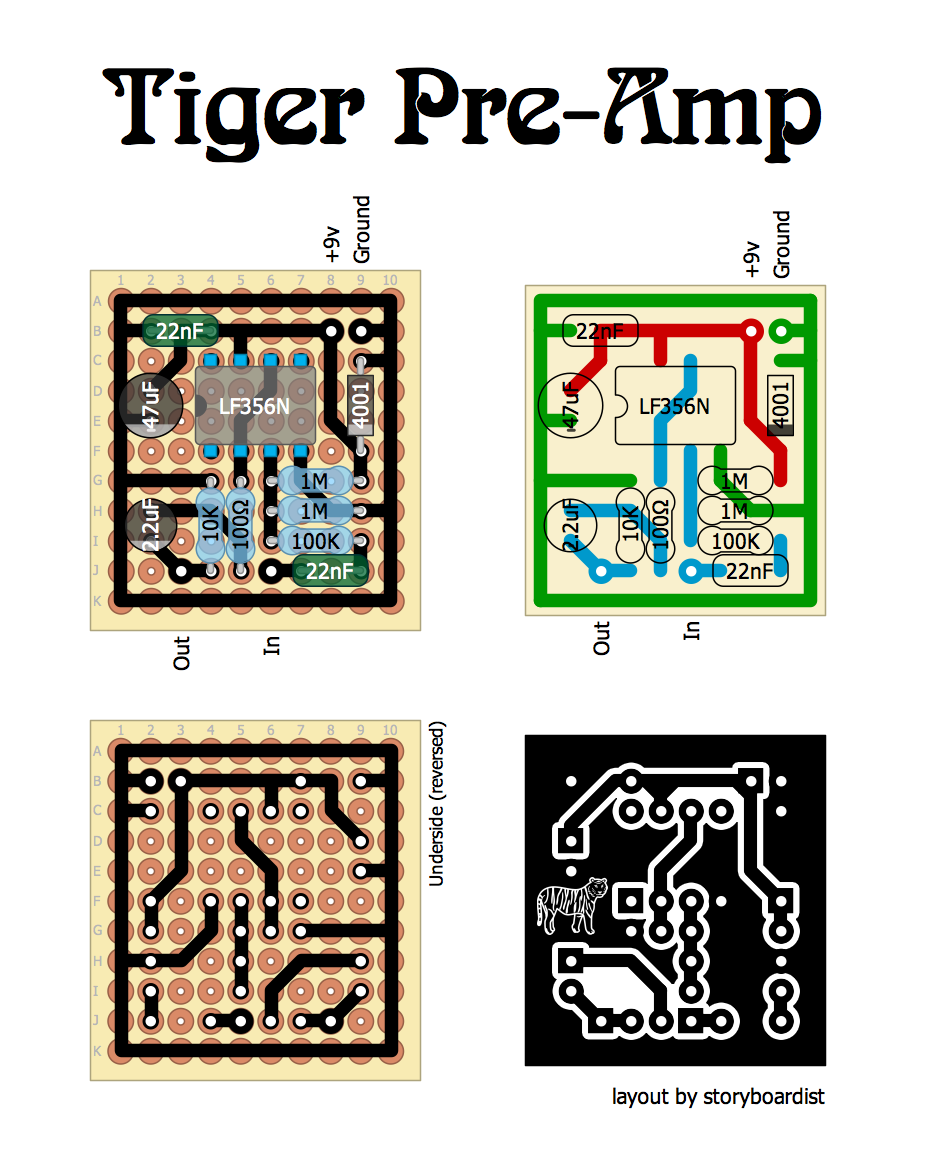 Perf and PCB Effects Layouts: Tiger Pre-Amp
