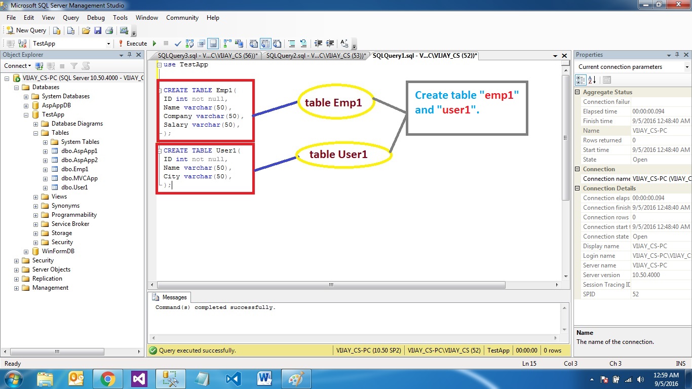 Dot Net By Vickypedia Create Insert And Select Query In SQL dot-net-by-vickypedia-create-insert-and-select-query-in-sql