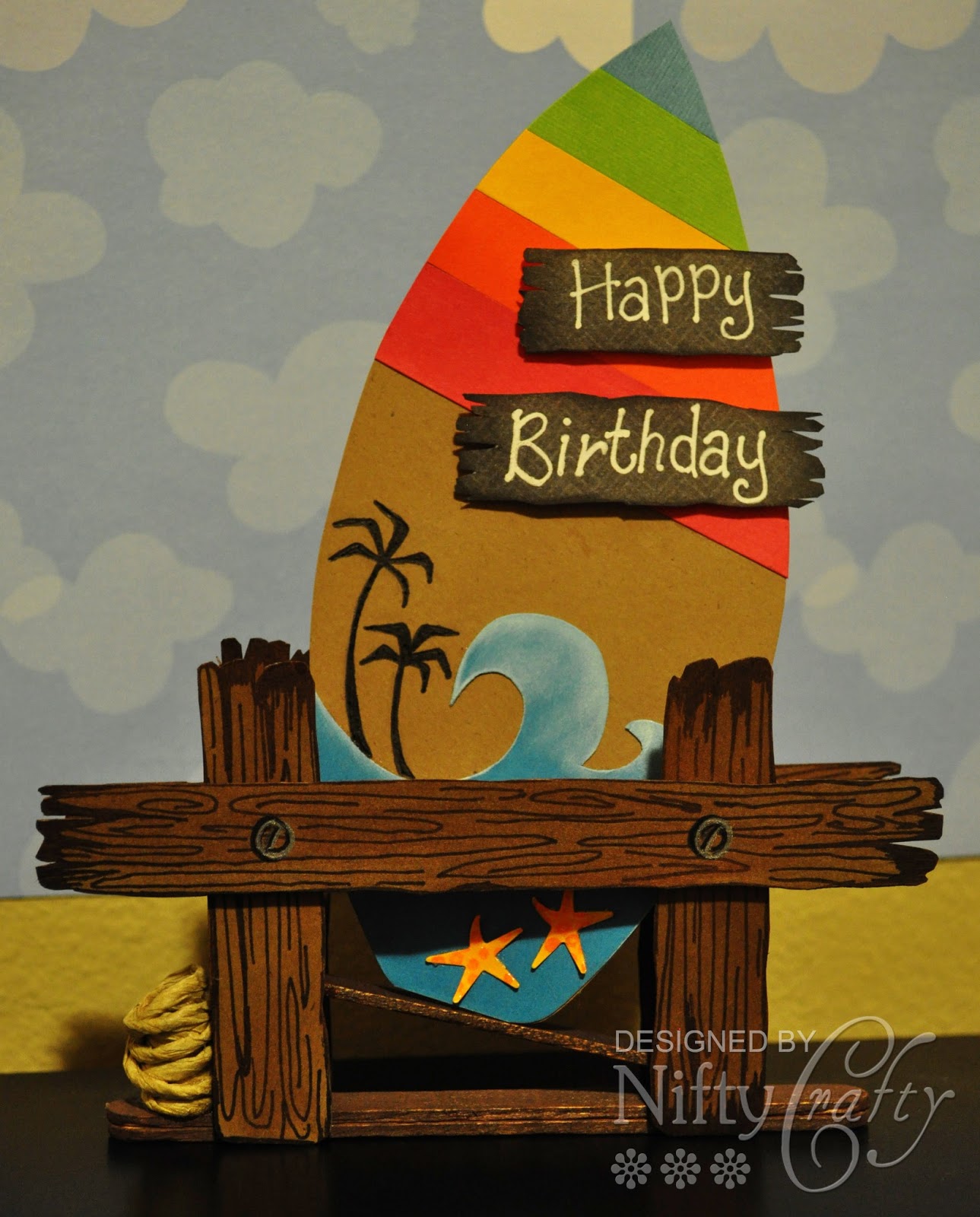n.i.f.t.y c.r.a.f.t.y: Surf Board Birthday Card