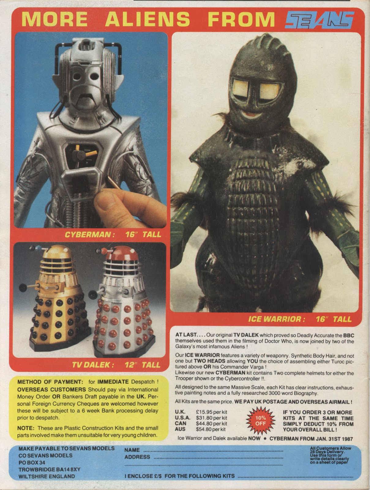 STARLOGGED - GEEK MEDIA AGAIN: 1986: DOCTOR WHO MODEL KITS ADVERT ...