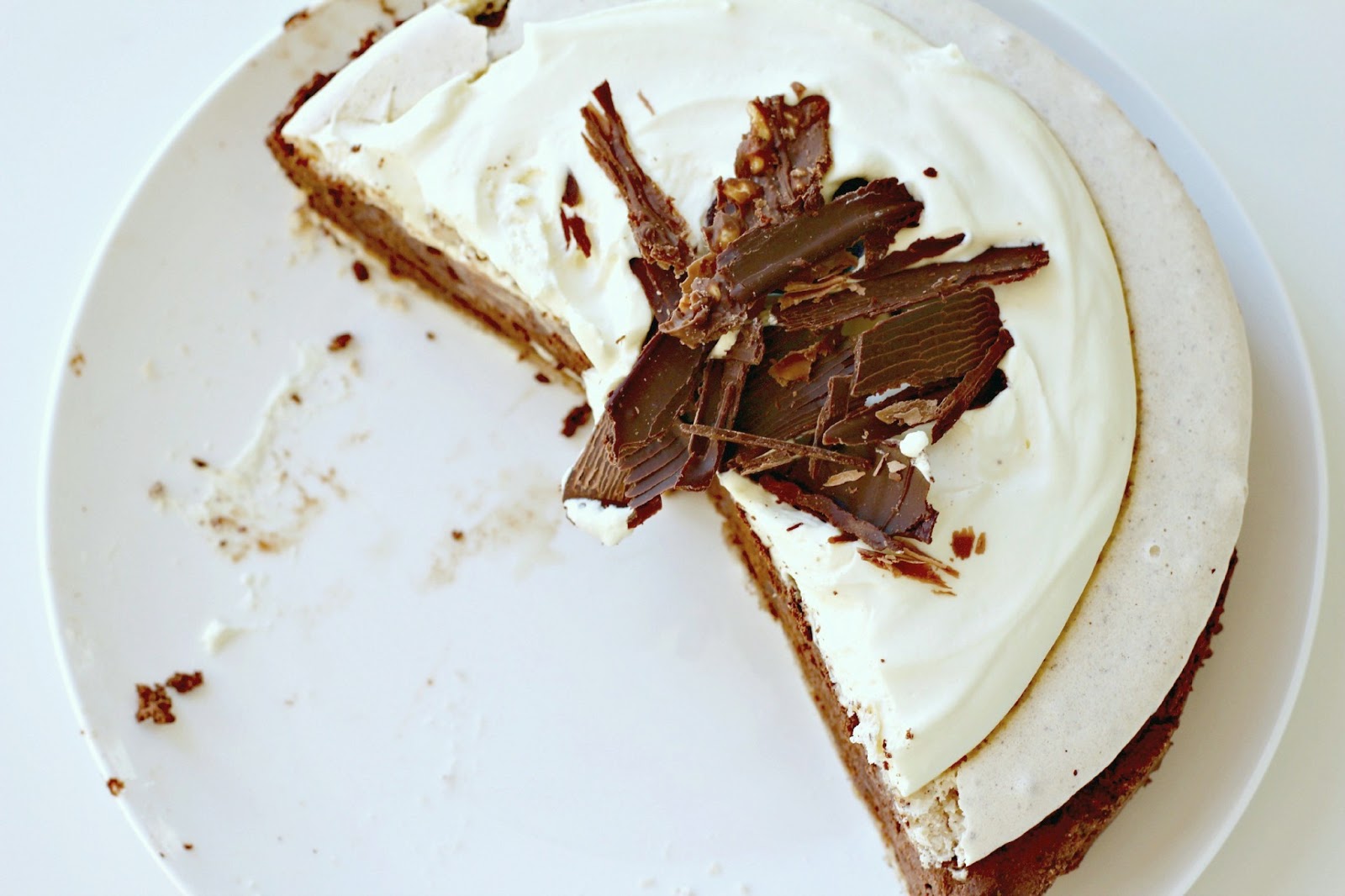 Milk and Honey: Chocolate Mousse Meringue Cake with White Chocolate Cream