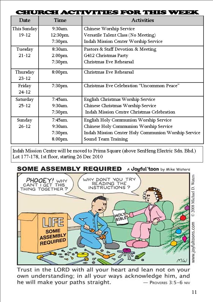 The Basel Christian Church of Malaysia, Sandakan: Church Activities For ...