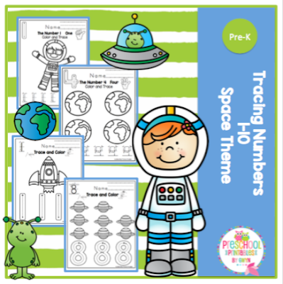 Tracing Numbers 1-10 Space Theme ~ Preschool Printables