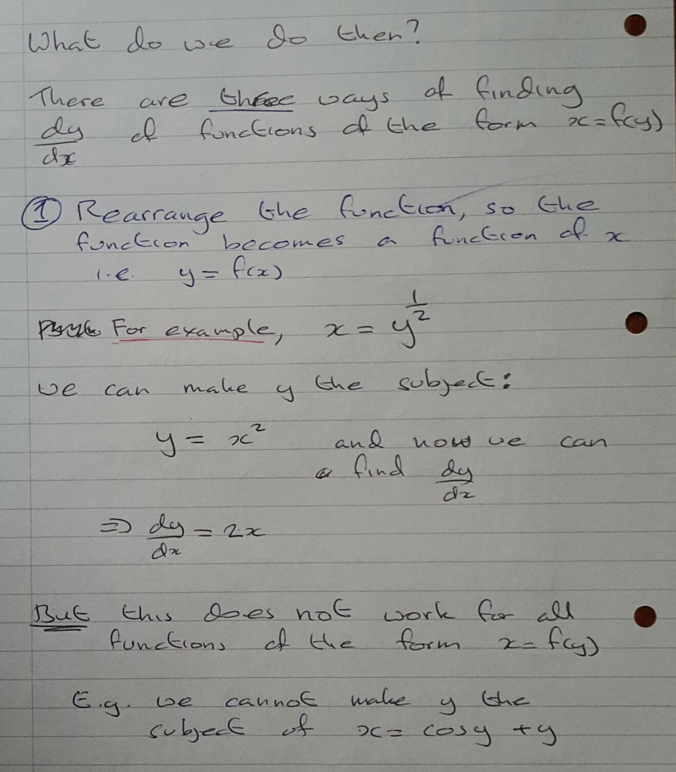 A Level Maths Notes: A2 Differentiation: Reciprocal of the derivative ...