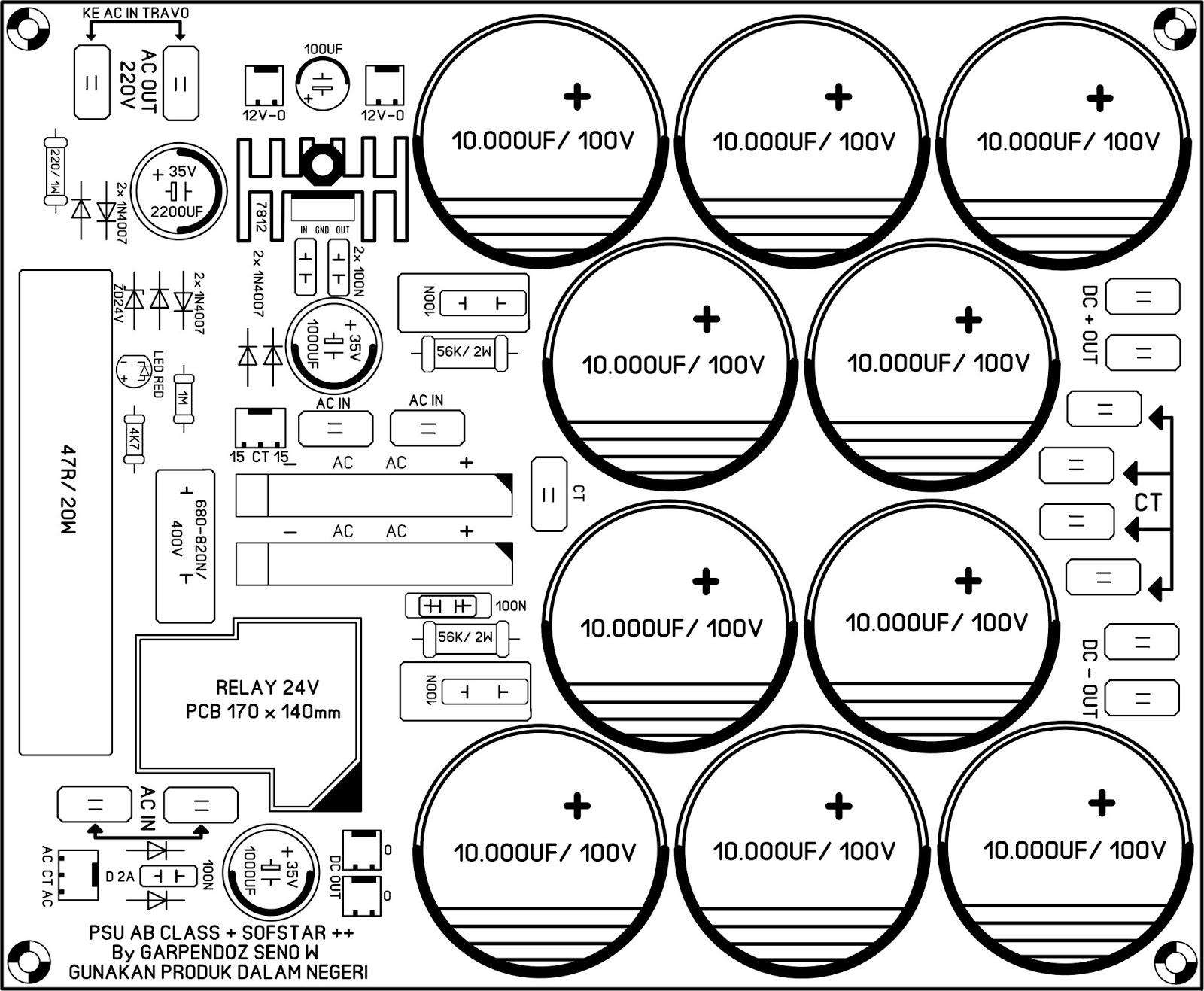 Garpendoz Power Amplifier: Layout PSU PA AB class