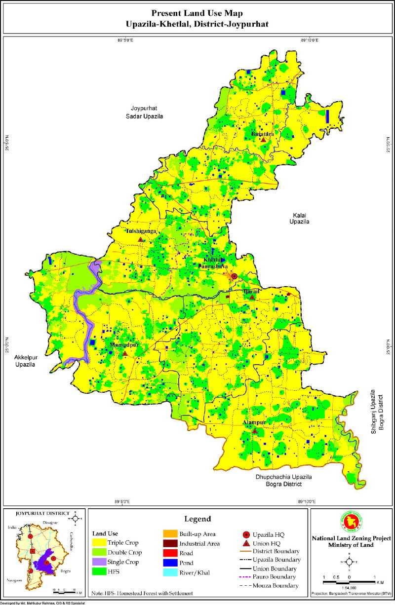 Mouza & Land Use Maps of Khetlal Upazila, Joypurhat, Bangladesh ...