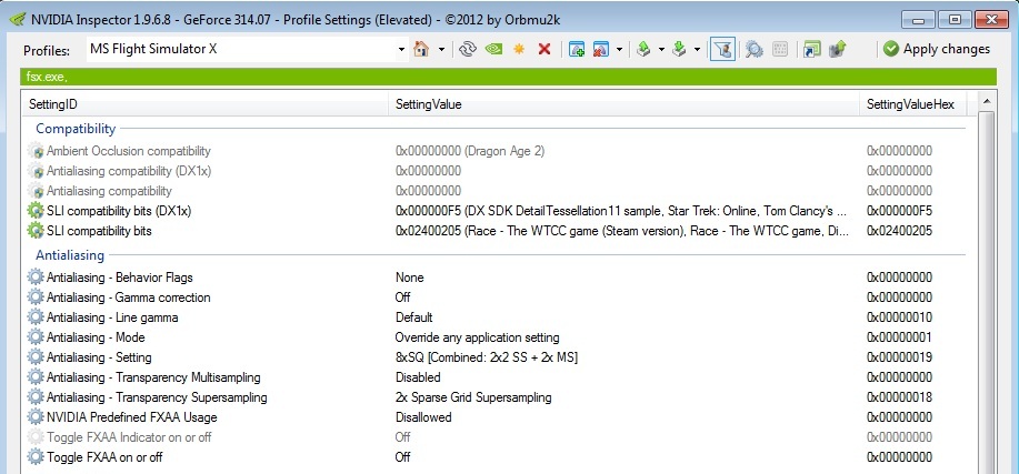 AirDailyX: FSX NVIDIA Inspector Settings...