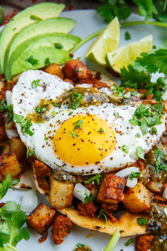 Chorizo and Potato Tostadas with Fried Eggs - foodie beauty