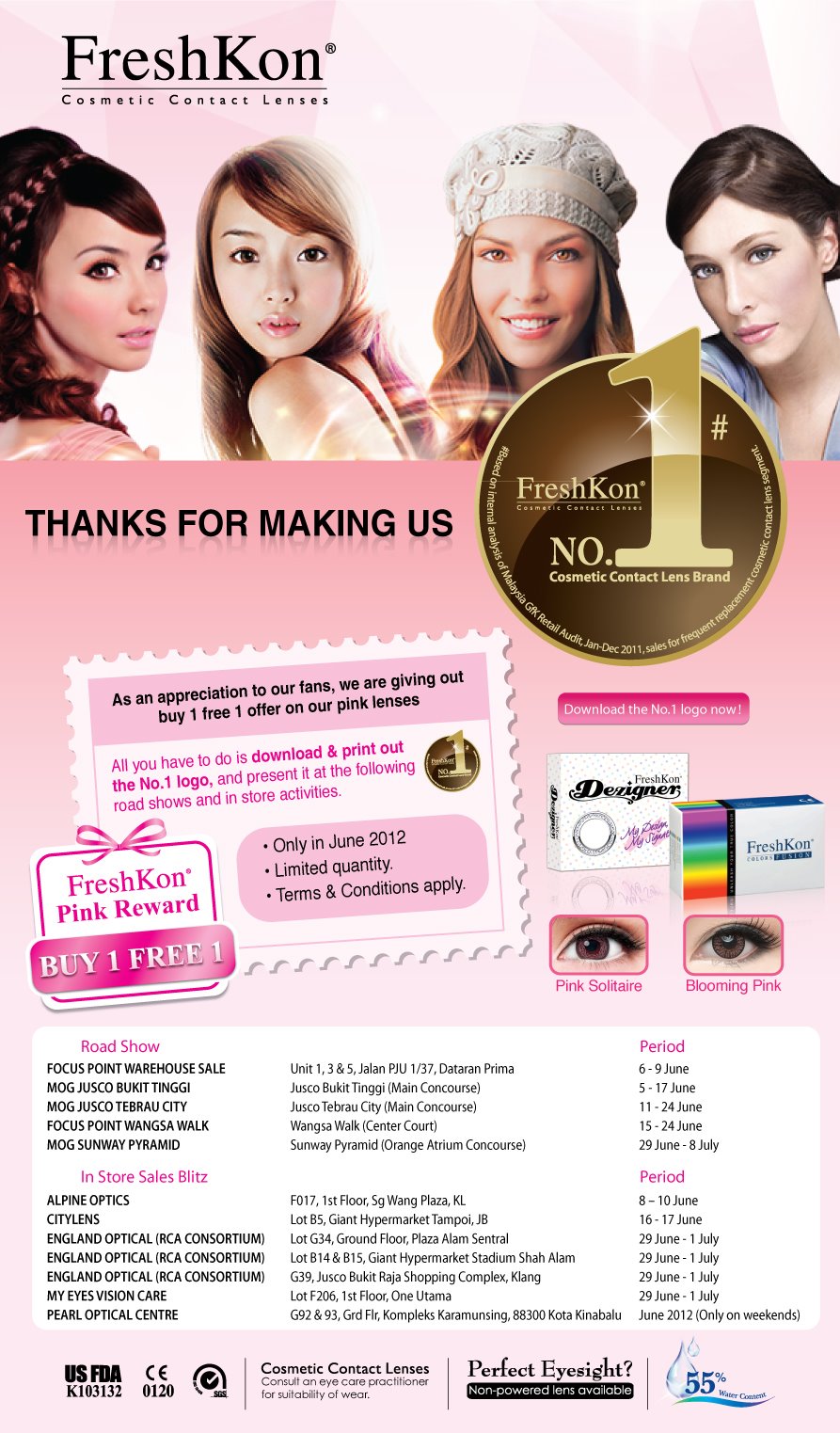 I Love Freebies Malaysia: Promotions > FreshKon Buy 1 Free 1 Pink Reward