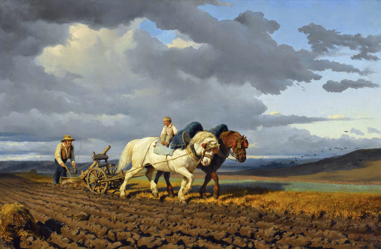 Peinture Française du 19ème Siècle: The Tilling (1844)