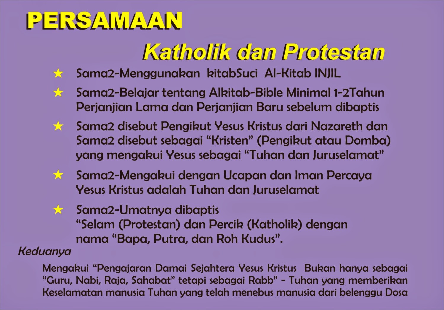 JALAN YANG BENAR: Persamaan Perbedaan Katholik dan Protestan