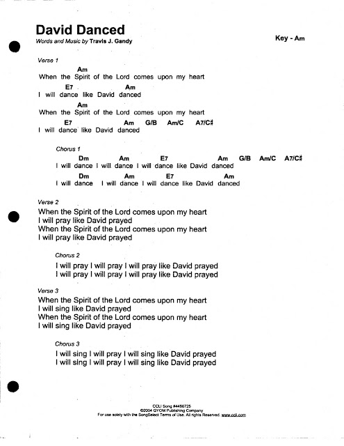 Worship Lead Sheets: Dance like David danced - Travis Gandy