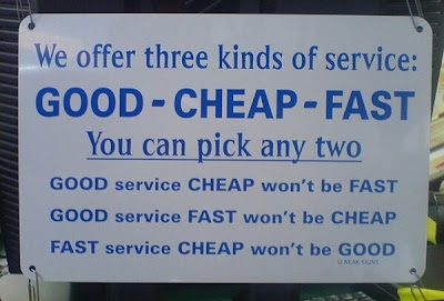 Es gibt drei Arten von Service: Gut, billig, schnell | think320