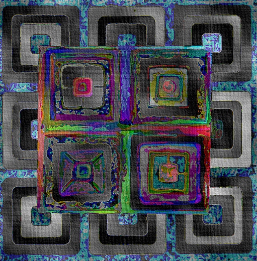 Lorrainas Art Gallery: Coloured squares on black and white squares