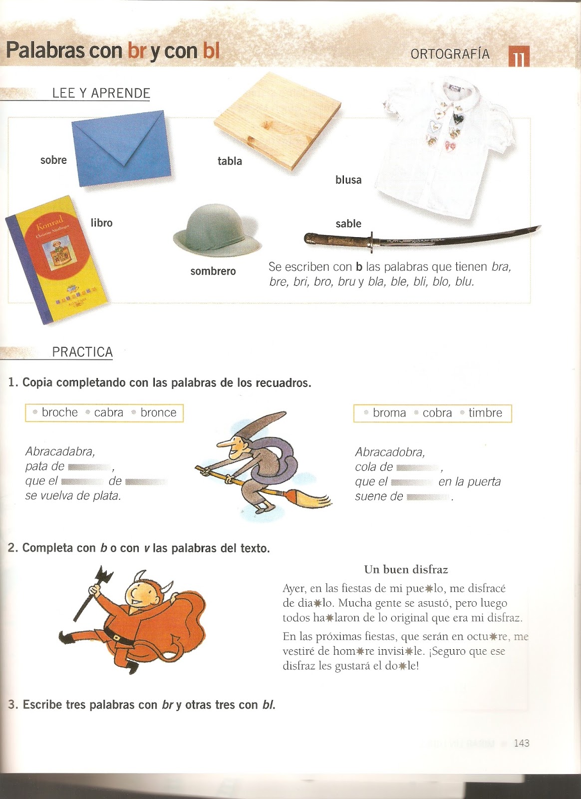 LENGUA EN 3º DE PRIMARIA: VAMOS A TRABAJAR: palabras bl y br