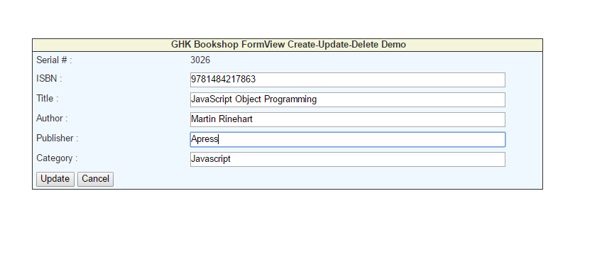 ASP.NET FormView CRUD With Entity Framework (VB.NET)