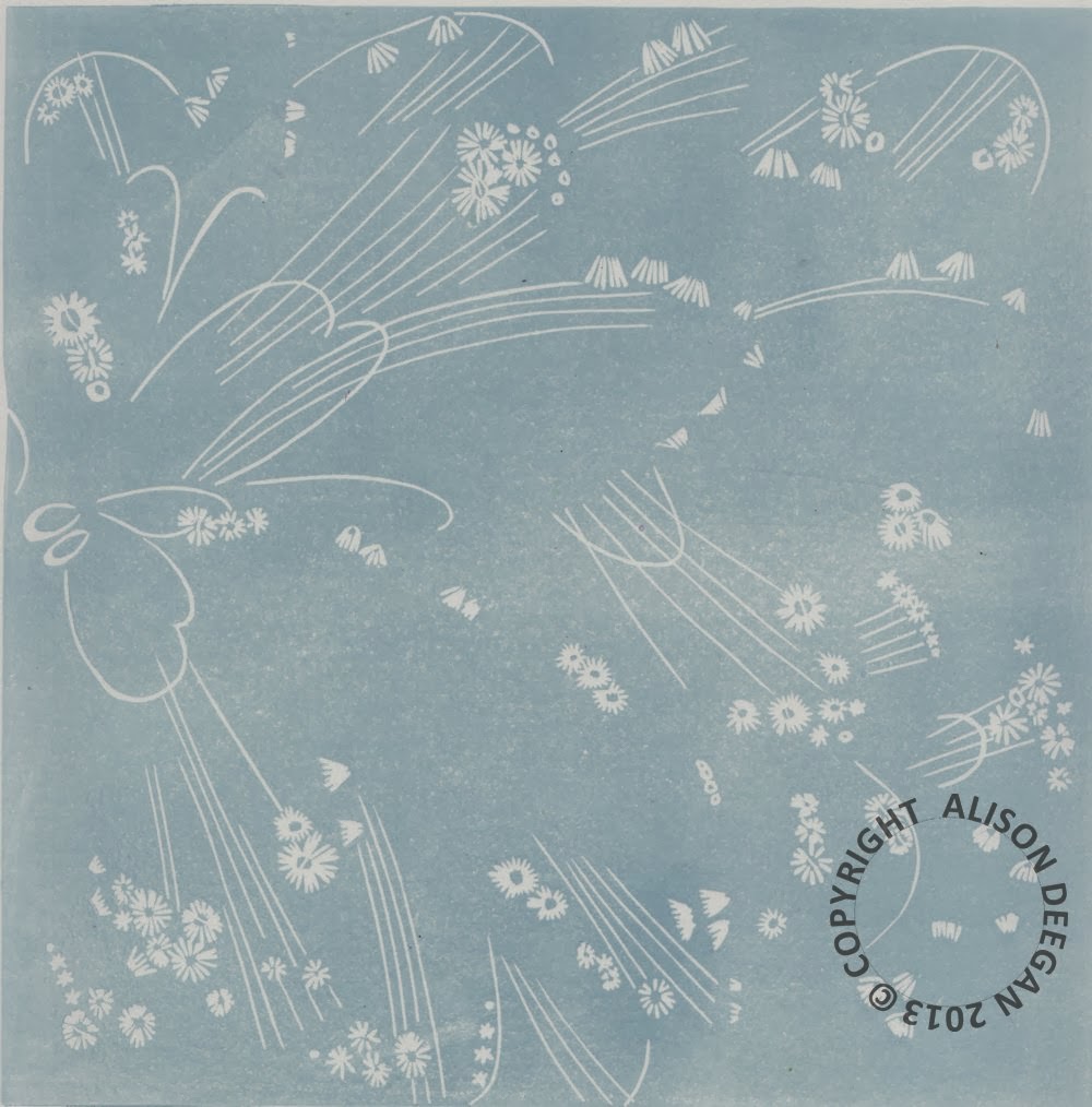 handprinted by a.deegan: Mussels & Barnacles - a reduction lino print