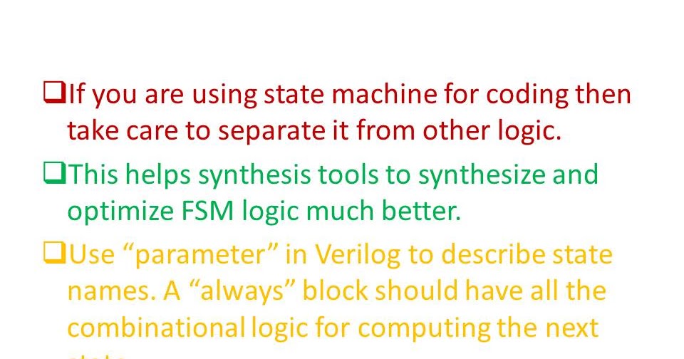 Asic System On Chip Vlsi Design Fsm Synthesis Guidelines 