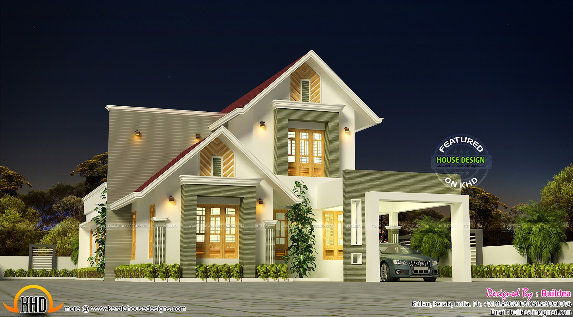 Splendid home in sloping roof style - Kerala home design and floor ...