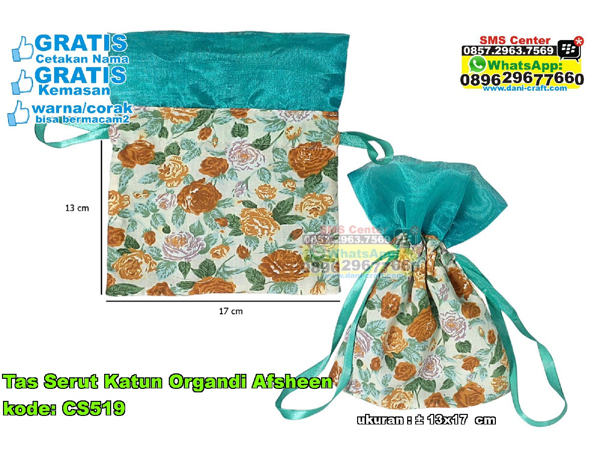 Tas Serut Katun Organdi Afsheen | Souvenir Pernikahan