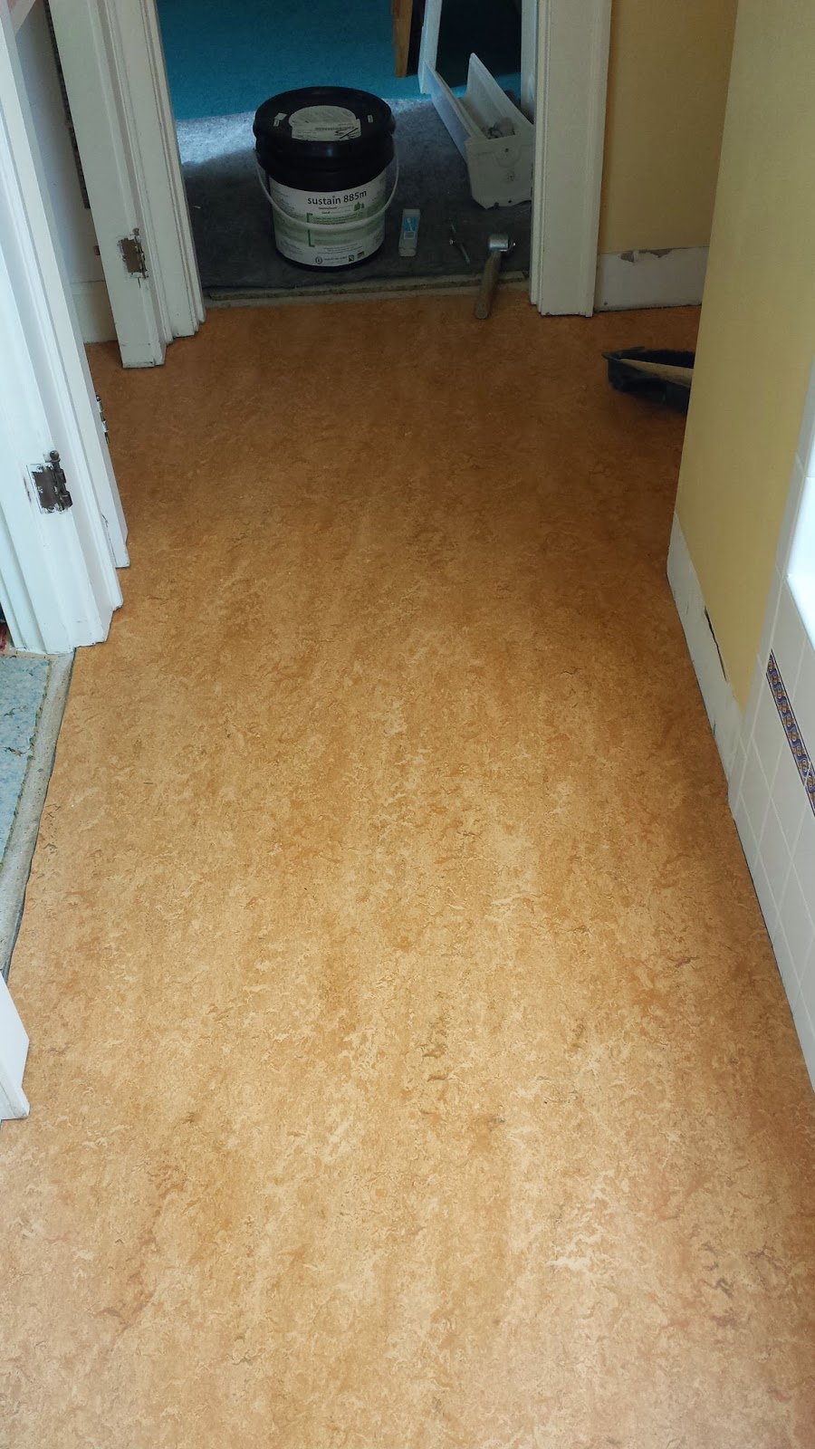 One Step Further: Kitchen Installed with Marmoleum Real, Marigold #3226