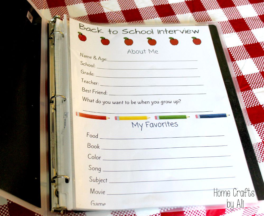 Back to School Interview Page - Home Crafts by Ali