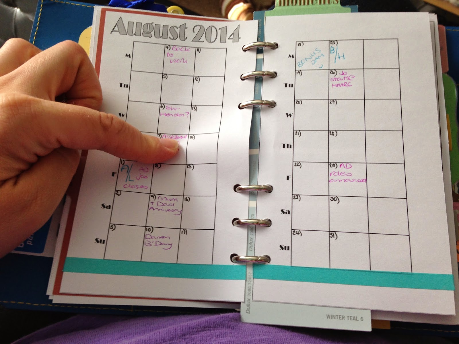 Emma, Filofax Newbie: Inside my Filofax - Diary Tab