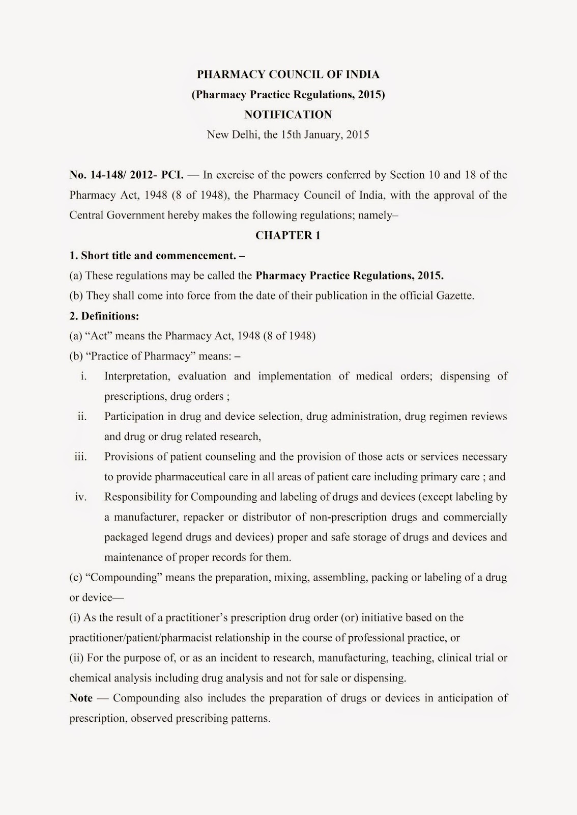 PHARMACY PRACTICE REGULATIONS 2015 GAZETTE