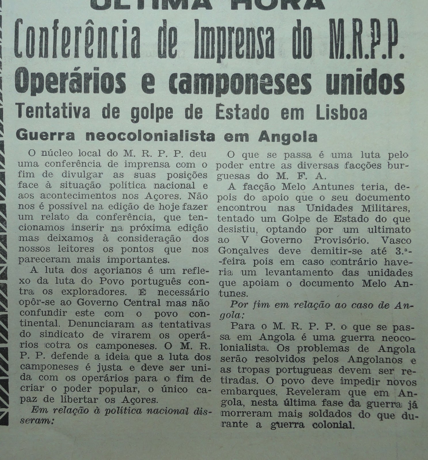 Verão Quente e outras Estações: O MRPP e a situação política