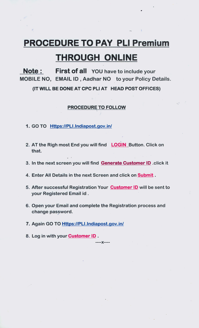 How to Pay Postal Life Insurance PLI Premium Online @indiapost.gov.in ...