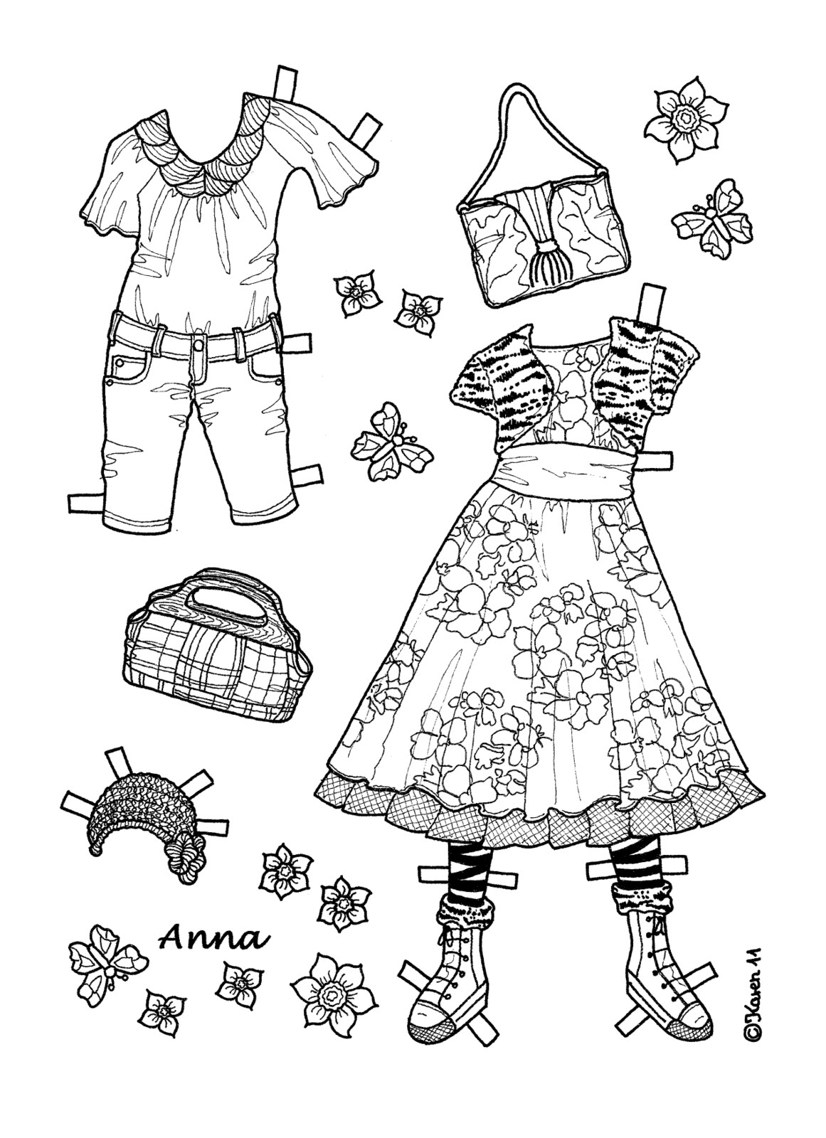 Karen`s Paper Dolls: Anna 1-6 Paper Doll to Print and Colour. Anna 1-6 ...