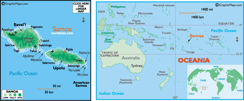 WESTERN SAMOA - GEOGRAPHICAL MAPS OF WESTERN SAMOA ~ Klima Naturali™