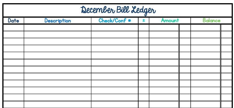 Bill Ledger Printable - Printable Word Searches