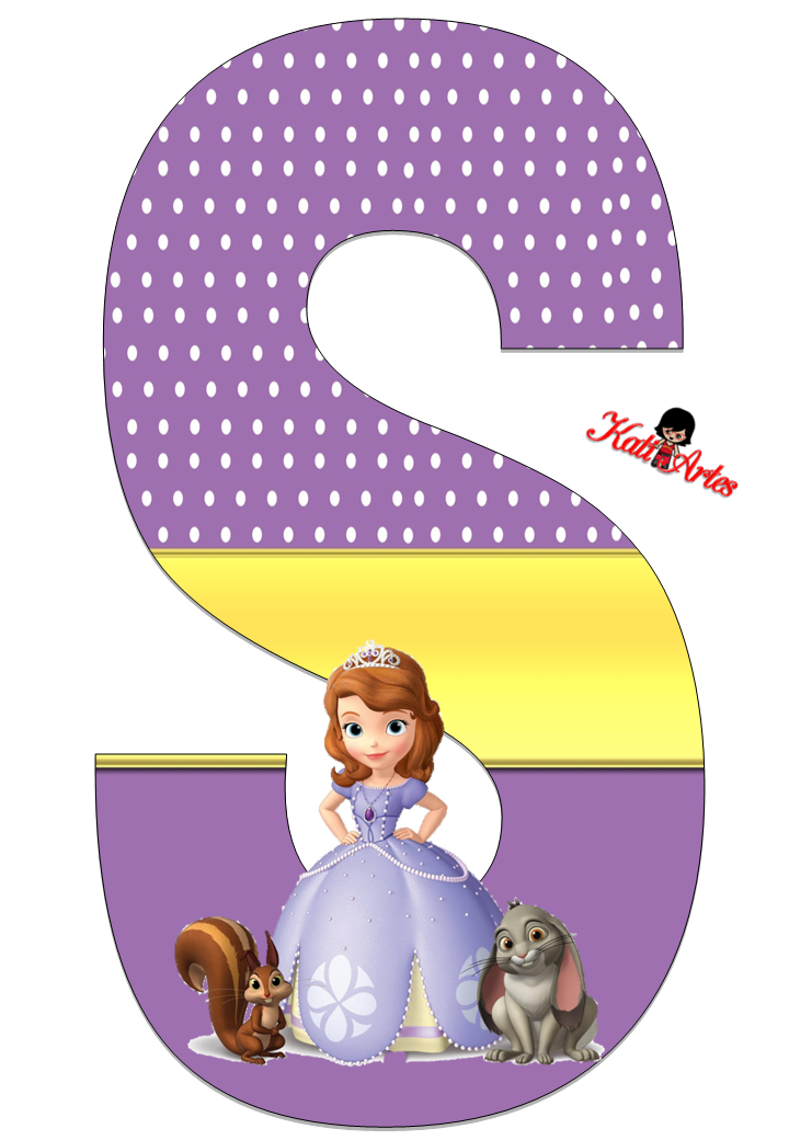 Alfabeto de Princesa Sofía con Fondo de Puntos Blancos. - Oh my Alfabetos!