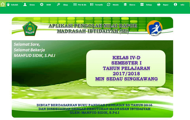 Aplikasi Rapor SD dan MI Versi Update 2016 Format Microsoft Excel ...