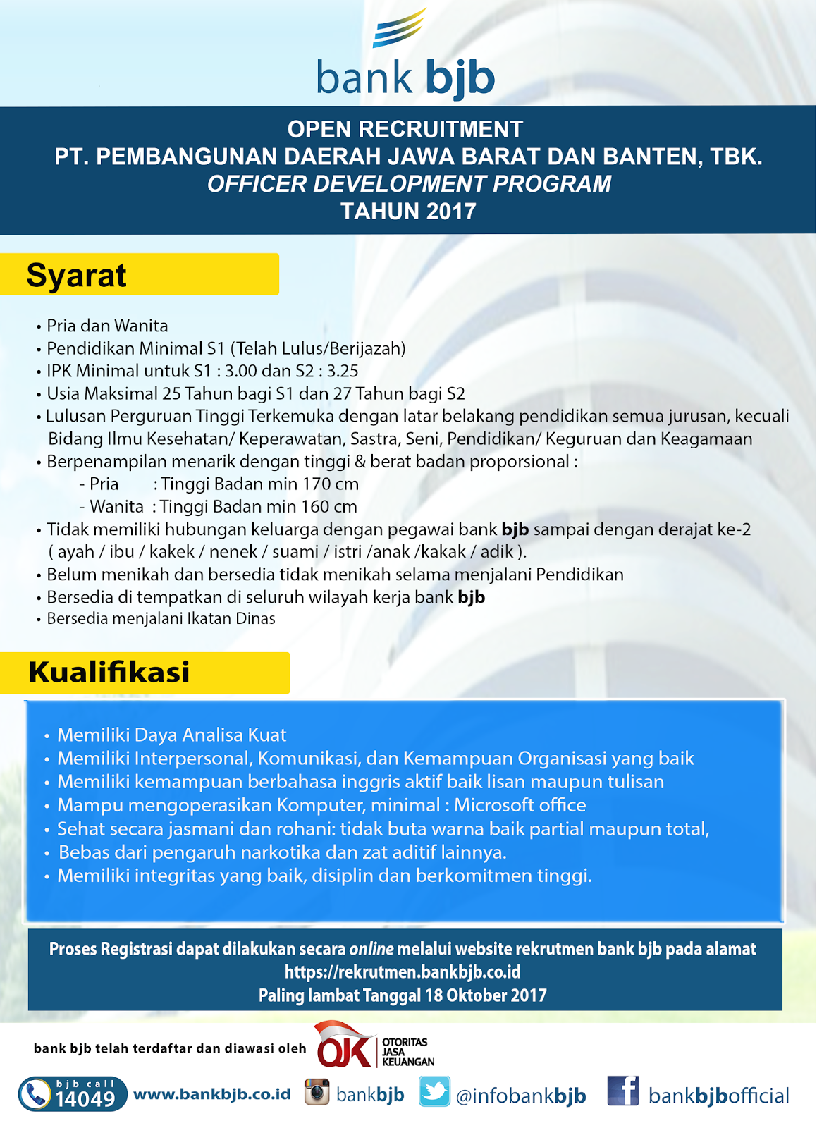 Lowongan Kerja Bank BJB Officer Development Program Tahun 2017 ...