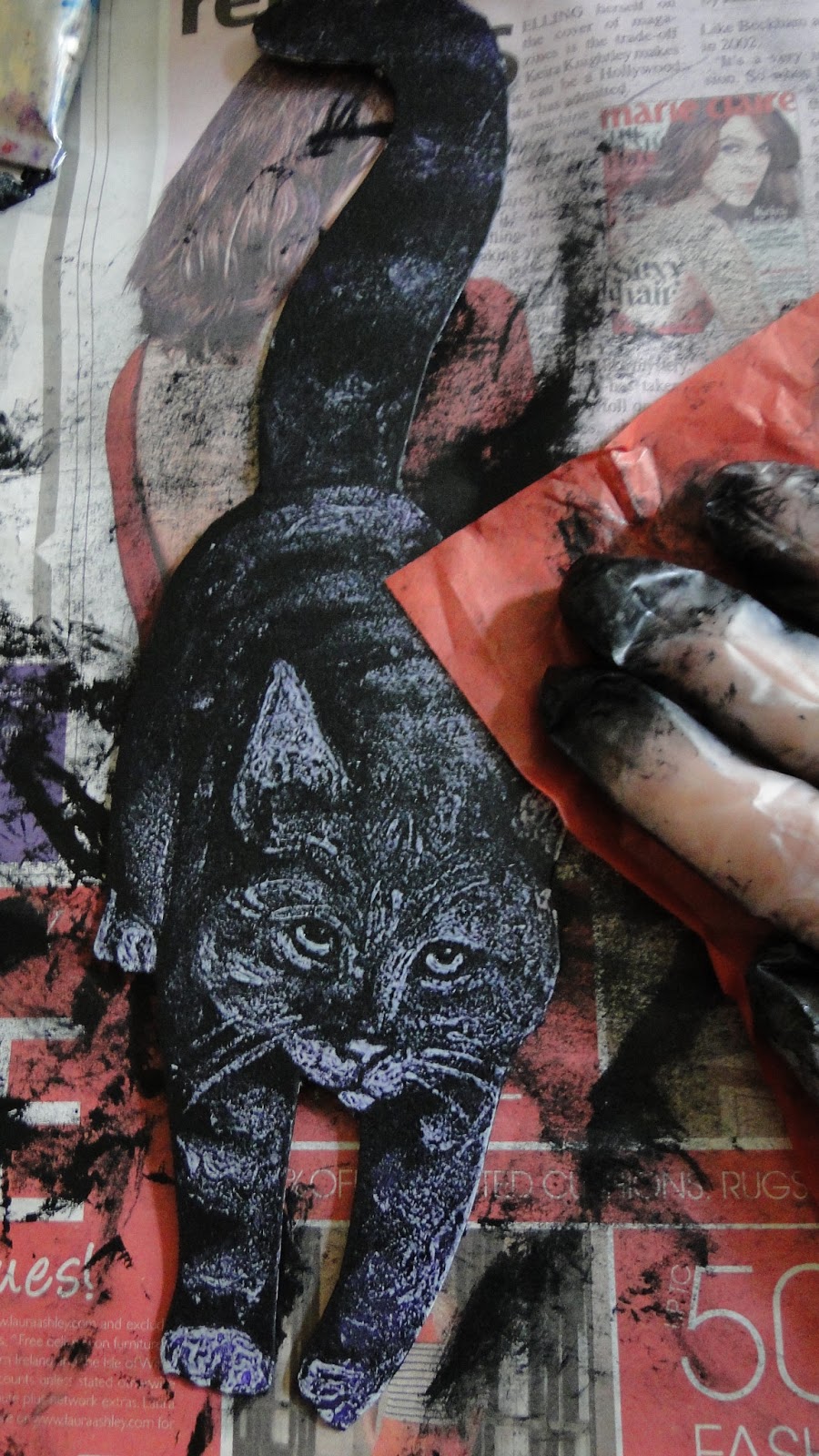 Clare Sherwen Printmaker/Painter: How to print a Kitty Cat!