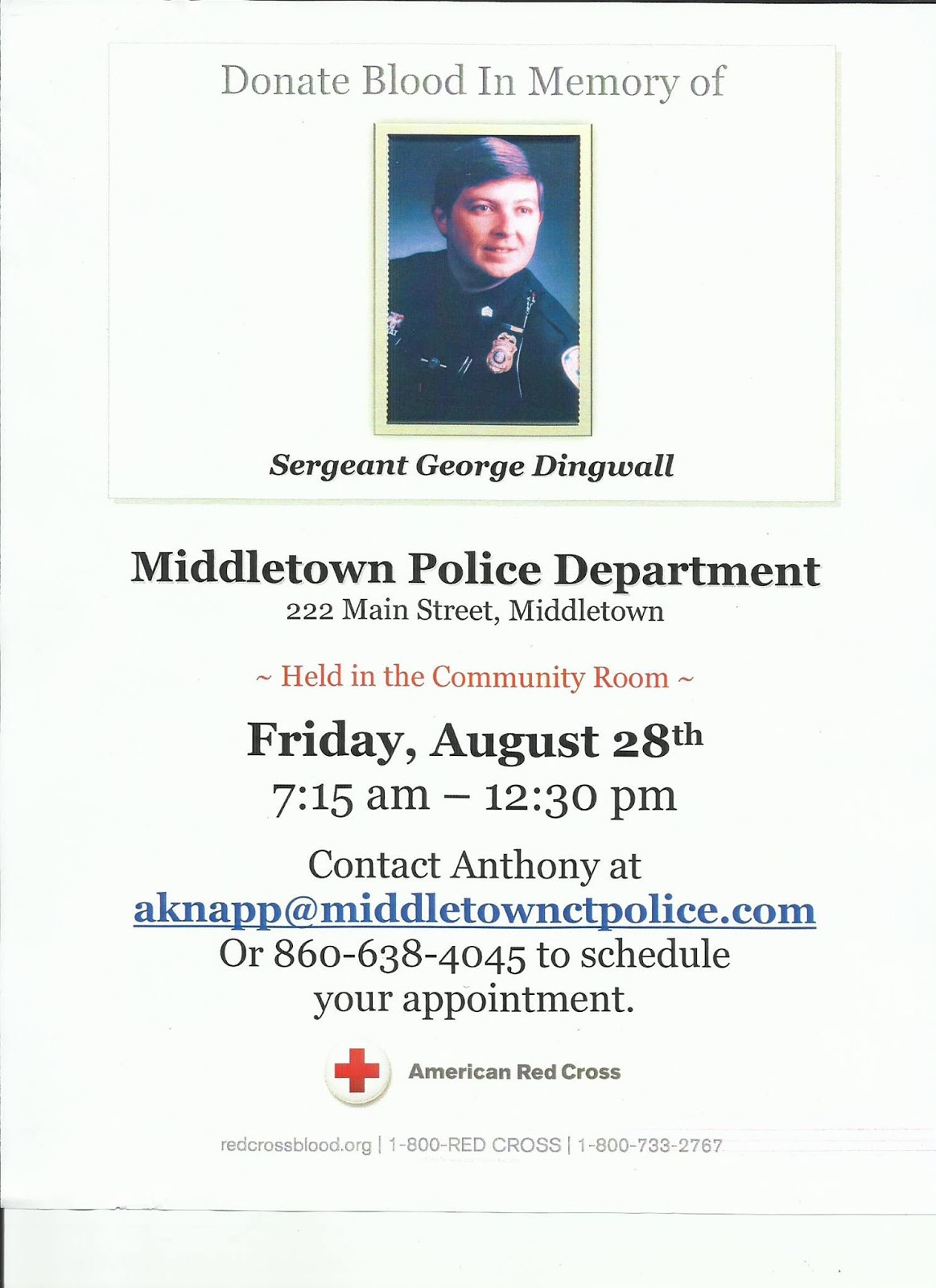 The Middletown Insider: Annual Dingwall Police Memorial Blood Drive ...