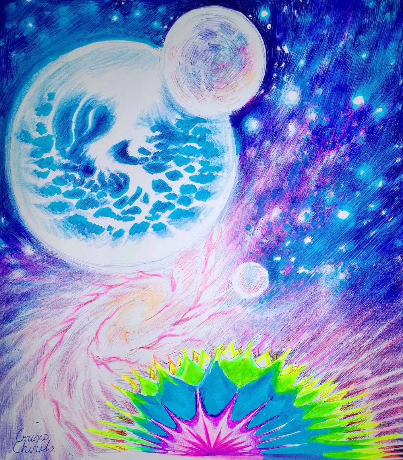 The space paintings of Corina Chirila: Space scape with abstract ...