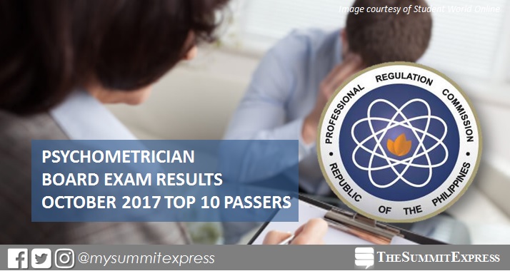 RESULTS: October 2017 Psychometrician board exam top 10 passers