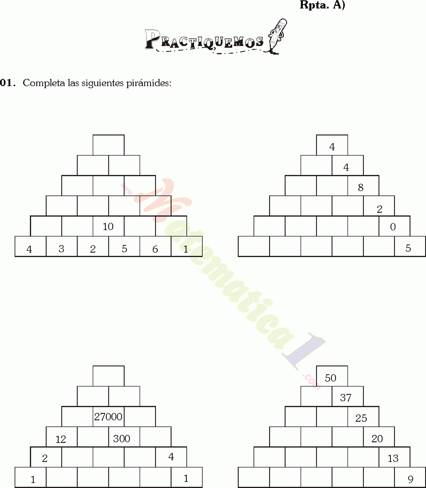 PIRÁMIDES NUMÉRICAS EJEMPLOS Y EJERCICIOS RESUELTOS DE MATEMÁTICAS DE ...